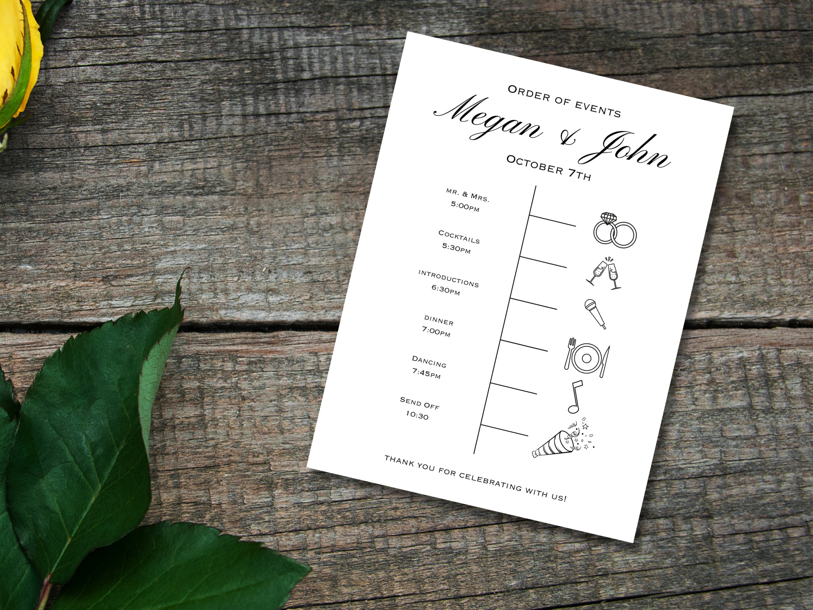Wedding Order of Events Timeline Sign Template, Classic Order of Events ...