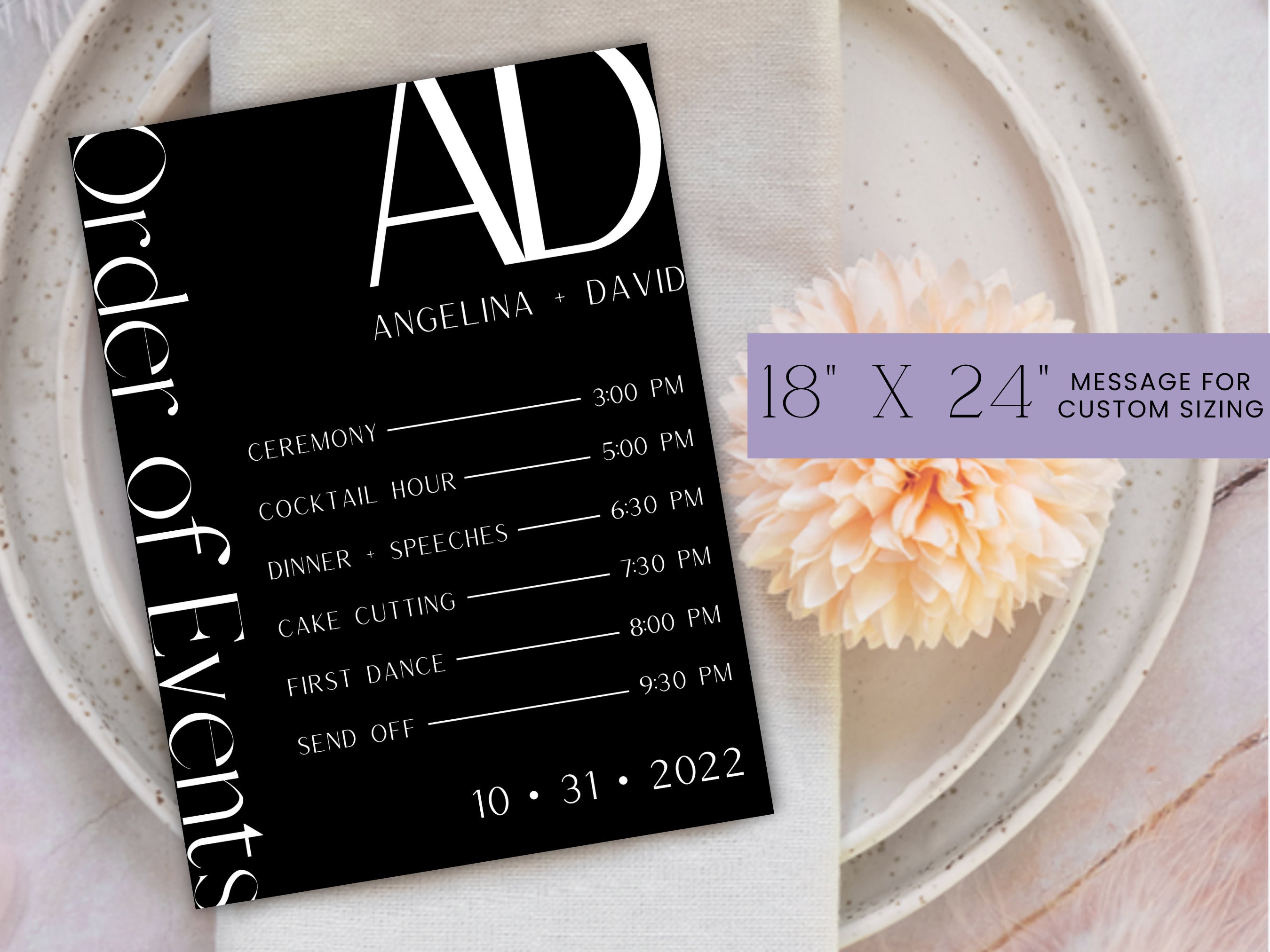 Plantilla de signo de línea de tiempo de orden de eventos de boda ...