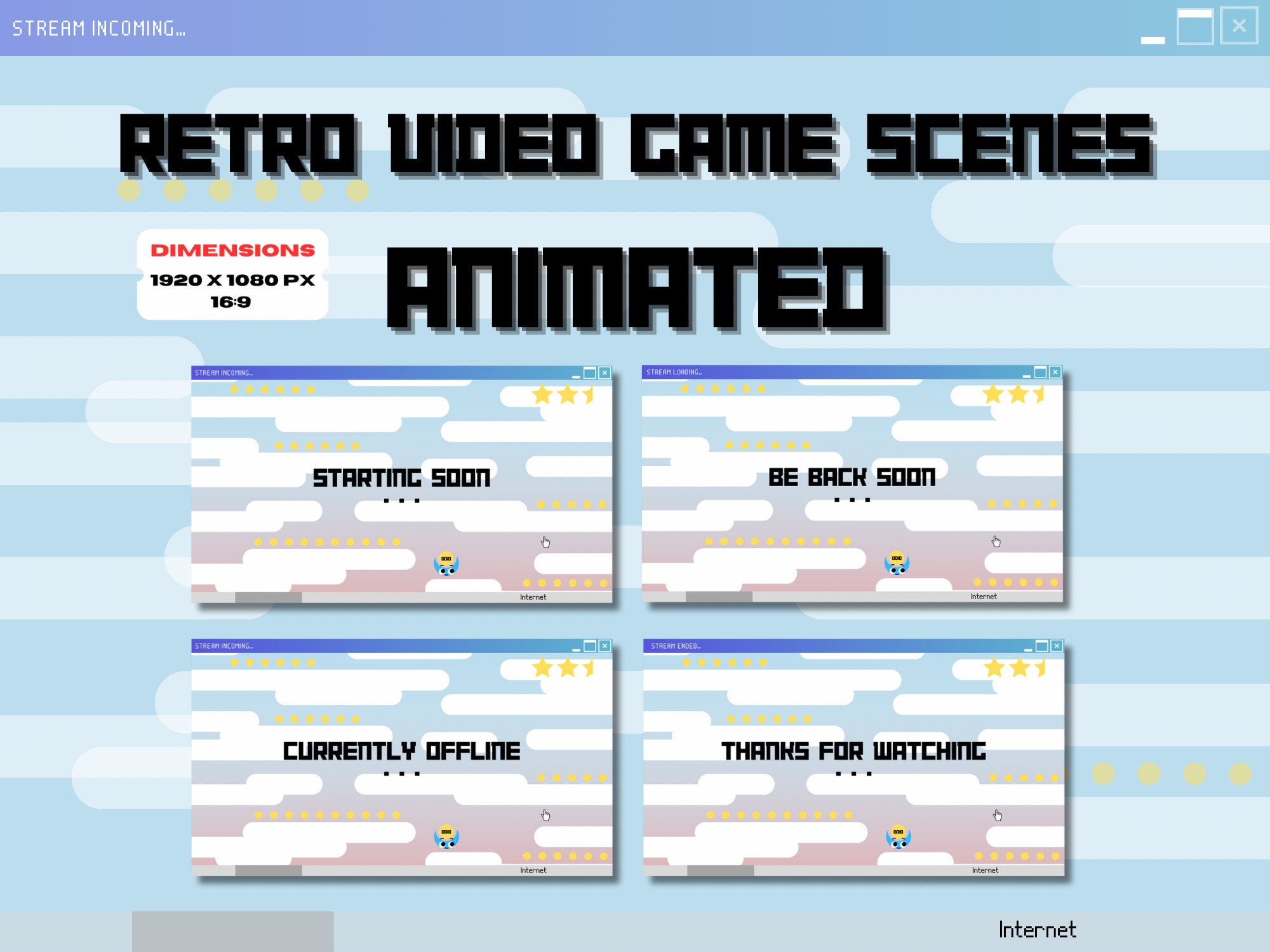 Retro Video Game Animated Scene Stream Package Twitch, Youtube ...