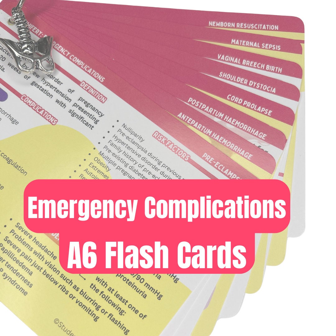 Student Midwife Pocket Flash Cards for Midwifery Maternal Conditions ...