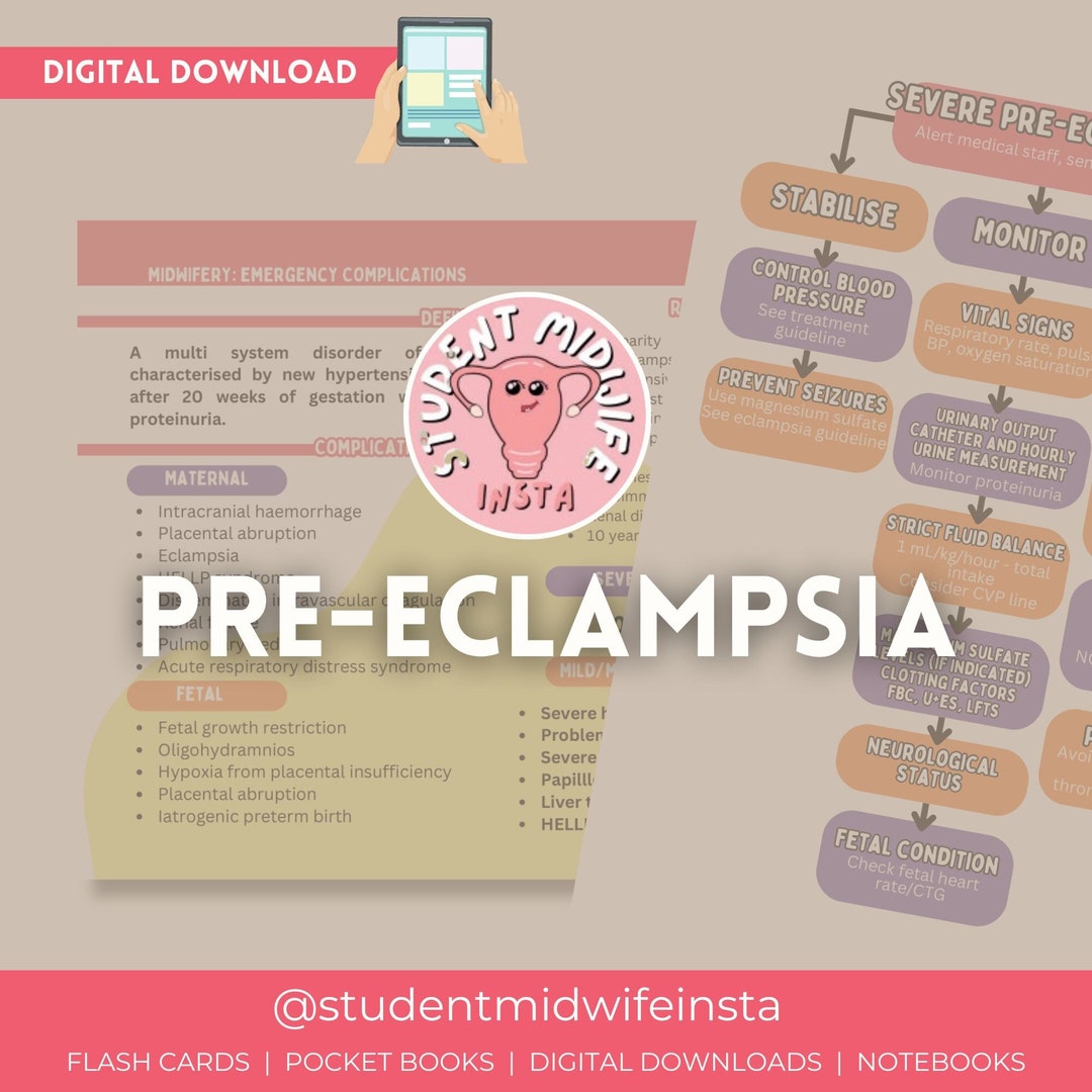 Pre-eclampsia Guide 2 Pages 2023 Edition Midwifery Notes - Etsy