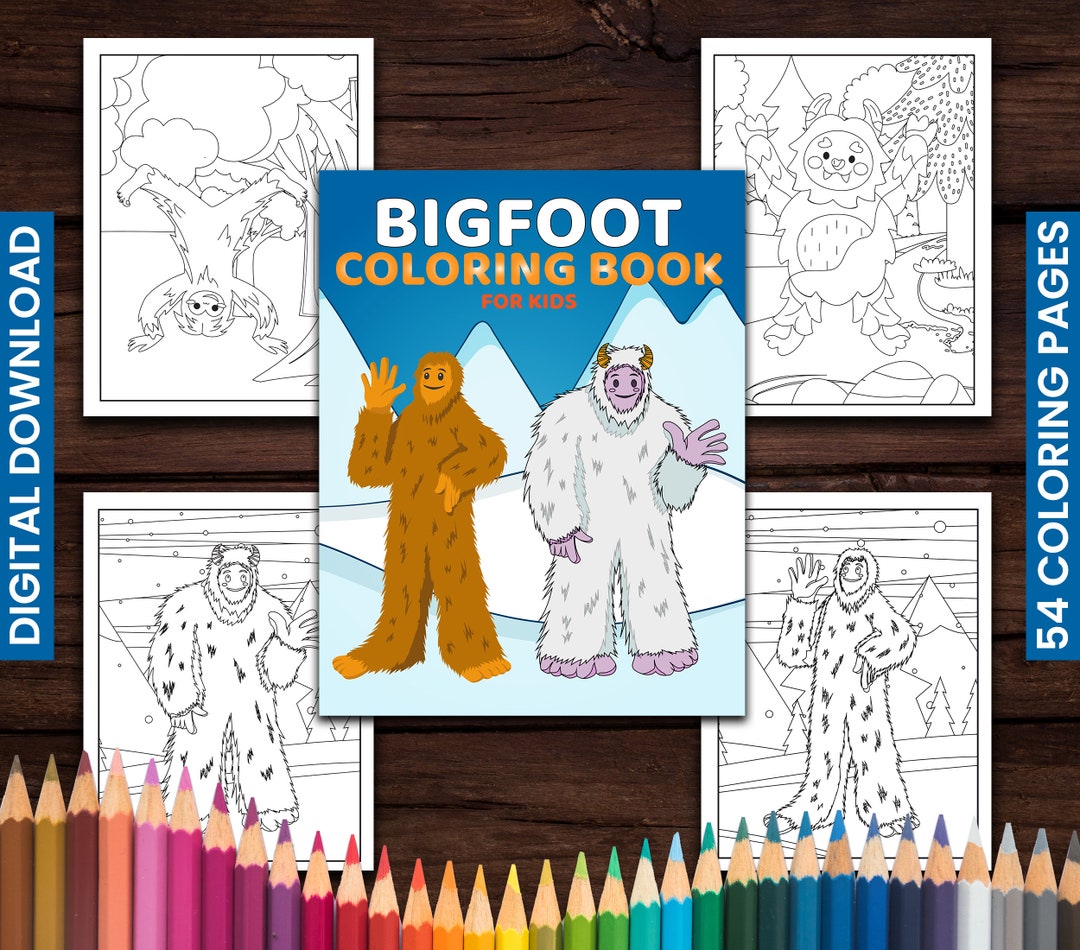 Bigfoot Coloring Pages, Printable Coloring Worksheet Bundle for Kids ...