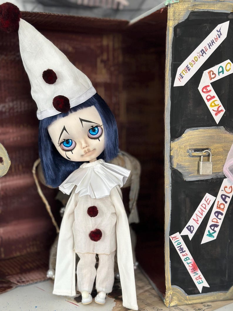 OOAK Blythe Art Doll Pierrot Character, Silent Theatre Series ...