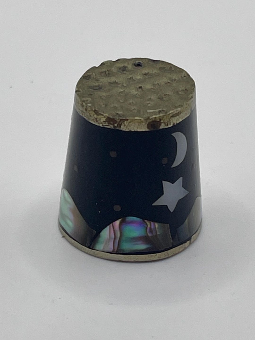 Vintage Mexican Thimble: Abalone Shell Inlay, Star & Moon Design - Etsy