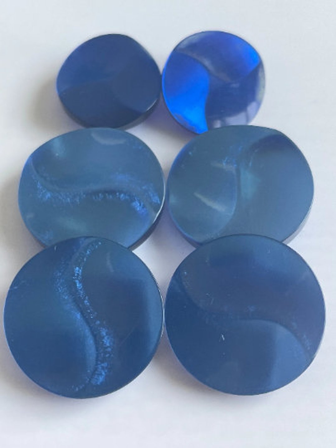 Blue Iridescent Retro Buttons, Set of 4 Plus 2 Pocket/collar Buttons ...