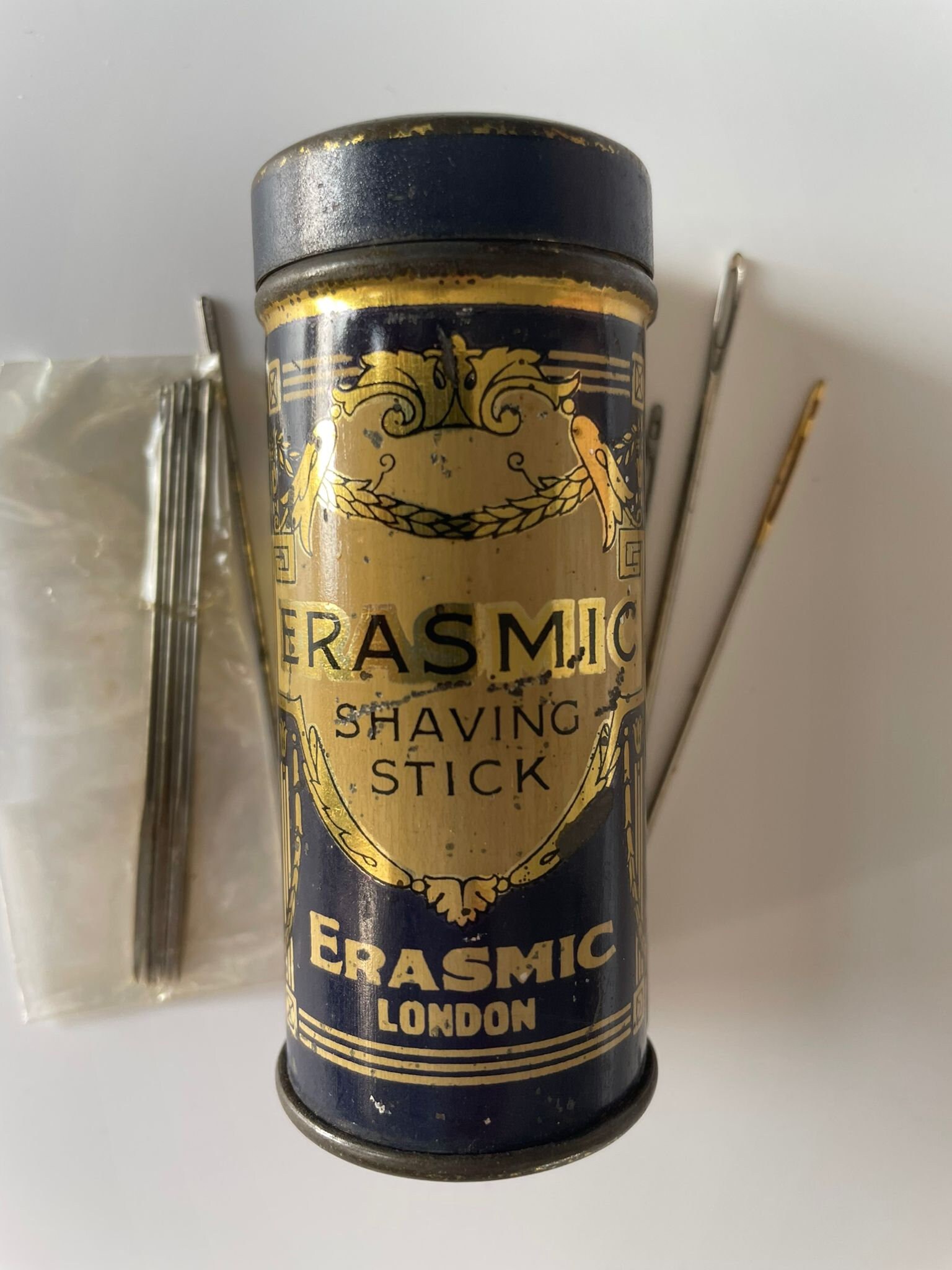 Erasmic Shaving Stick Tin With Vintage Darning and Sewing Needles - Etsy
