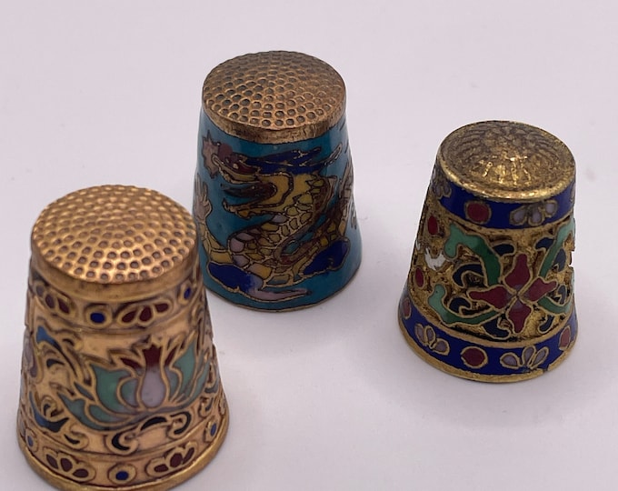 Norway Sterling Enamel Thimble, Vivid Turquoise Blue Guilloche Vertical ...