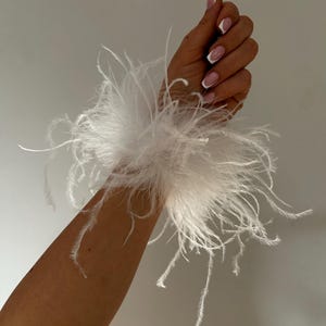 Ostrich and Marabou Feather Bracelet "plume" White - Feather Cuffs, Handcrafted Accessories ...