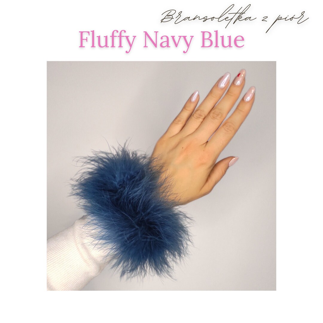 Fluffy Navy Blue Marabou Feather Bracelet, an Addition to the Cuffs of ...