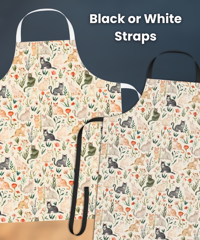 Cottagecore Cat Apron, Kitchen Gift for Cat Lover, Floral Artist ...
