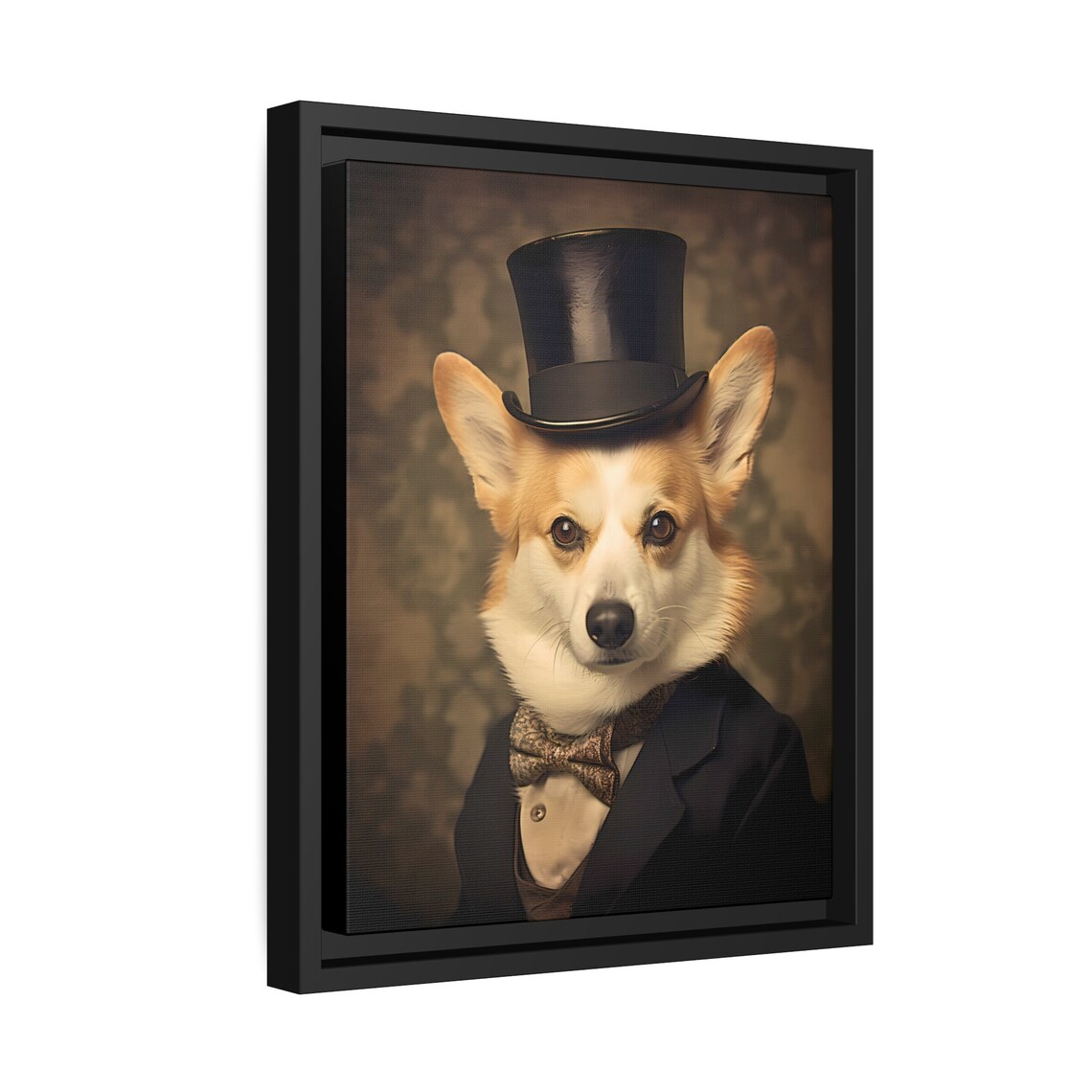 Victorian Corgi Portrait, Vintage Style Framed Art, Corgi Lover Gift ...