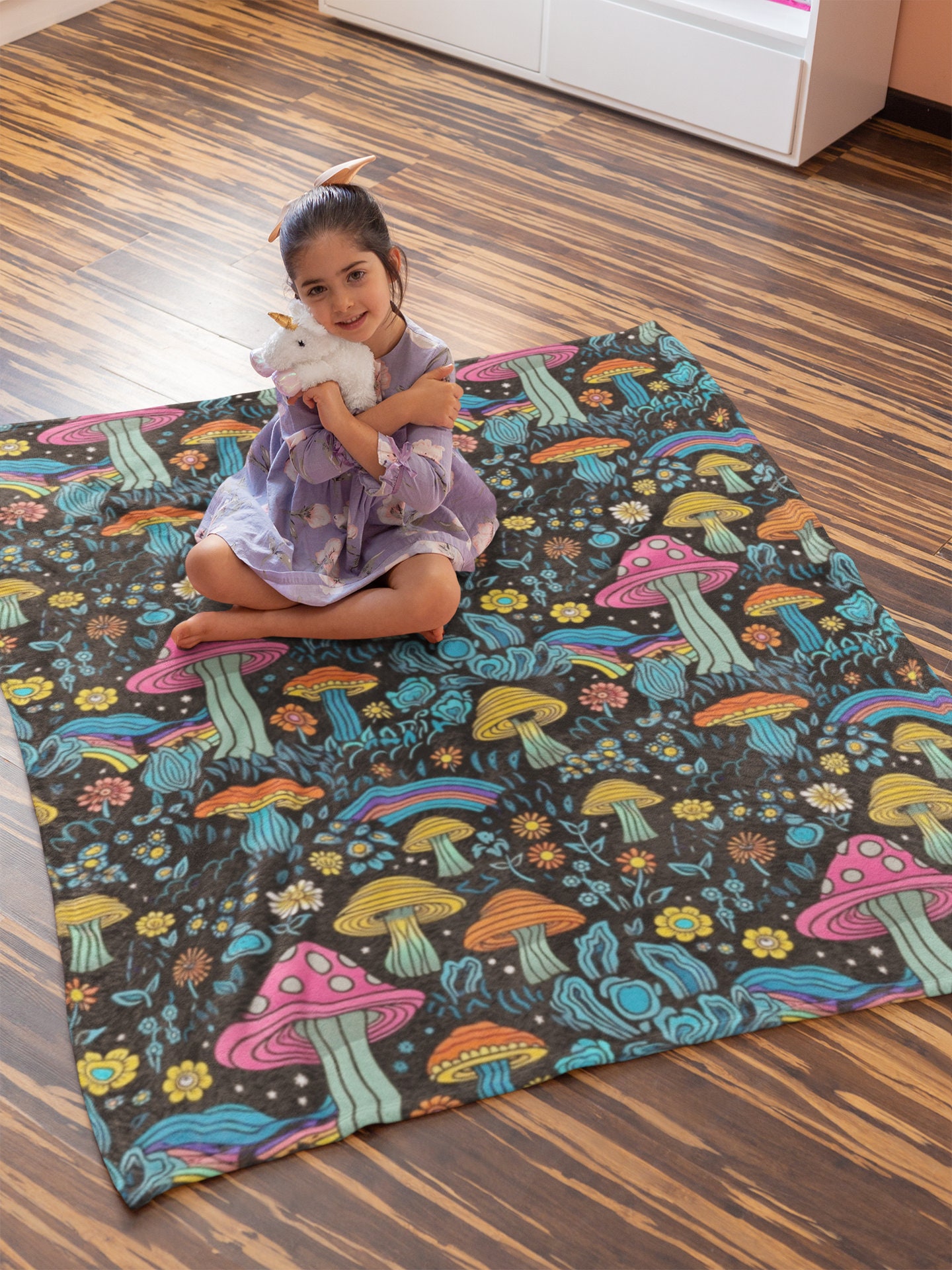 Cottagecore Mushroom Blanket, Minky Mushroom Velveen Blanket ...