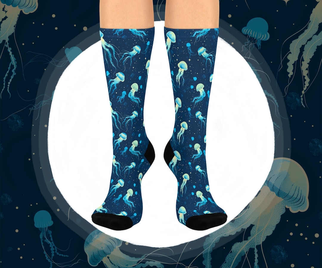 Moon Jellyfish Socks, Jellyfish Lovers Gift, Cushioned Marine Life Gift ...