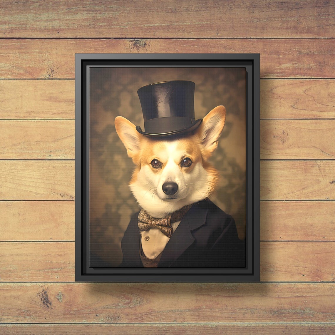 Victorian Corgi Portrait, Vintage Style Framed Art, Corgi Lover Gift ...