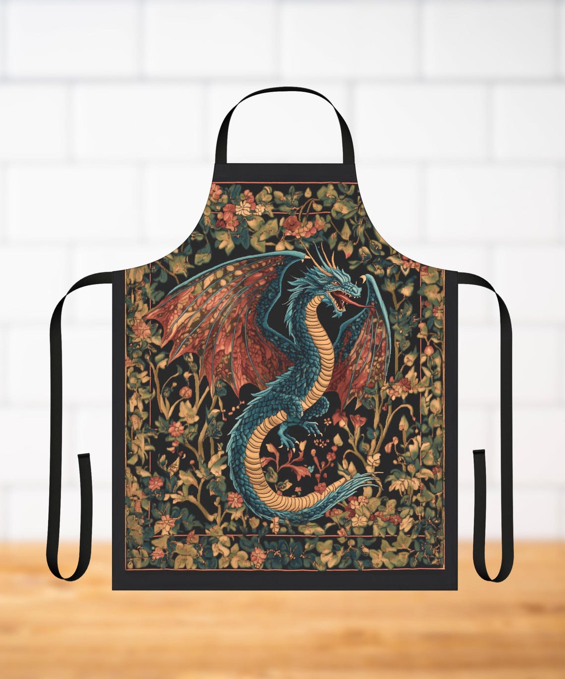 Floral Dragon Apron, Fantasy Cooking Apron - Etsy