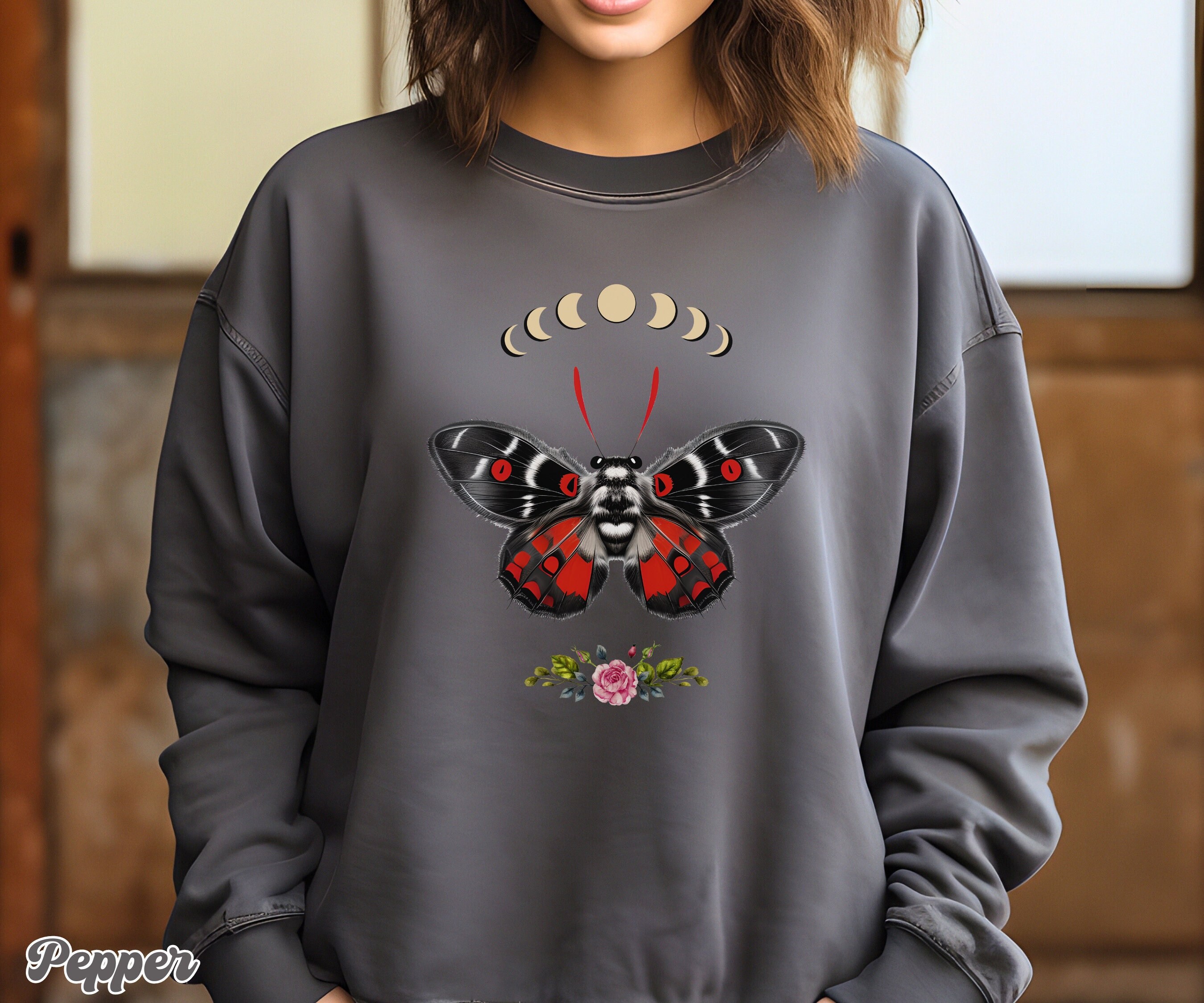Moon Phases Goth Shirt, Moth Cottagecore Sweatshirt, Dark Academia ...