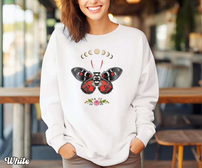 Moon Phases Goth Shirt, Moth Cottagecore Sweatshirt, Dark Academia ...