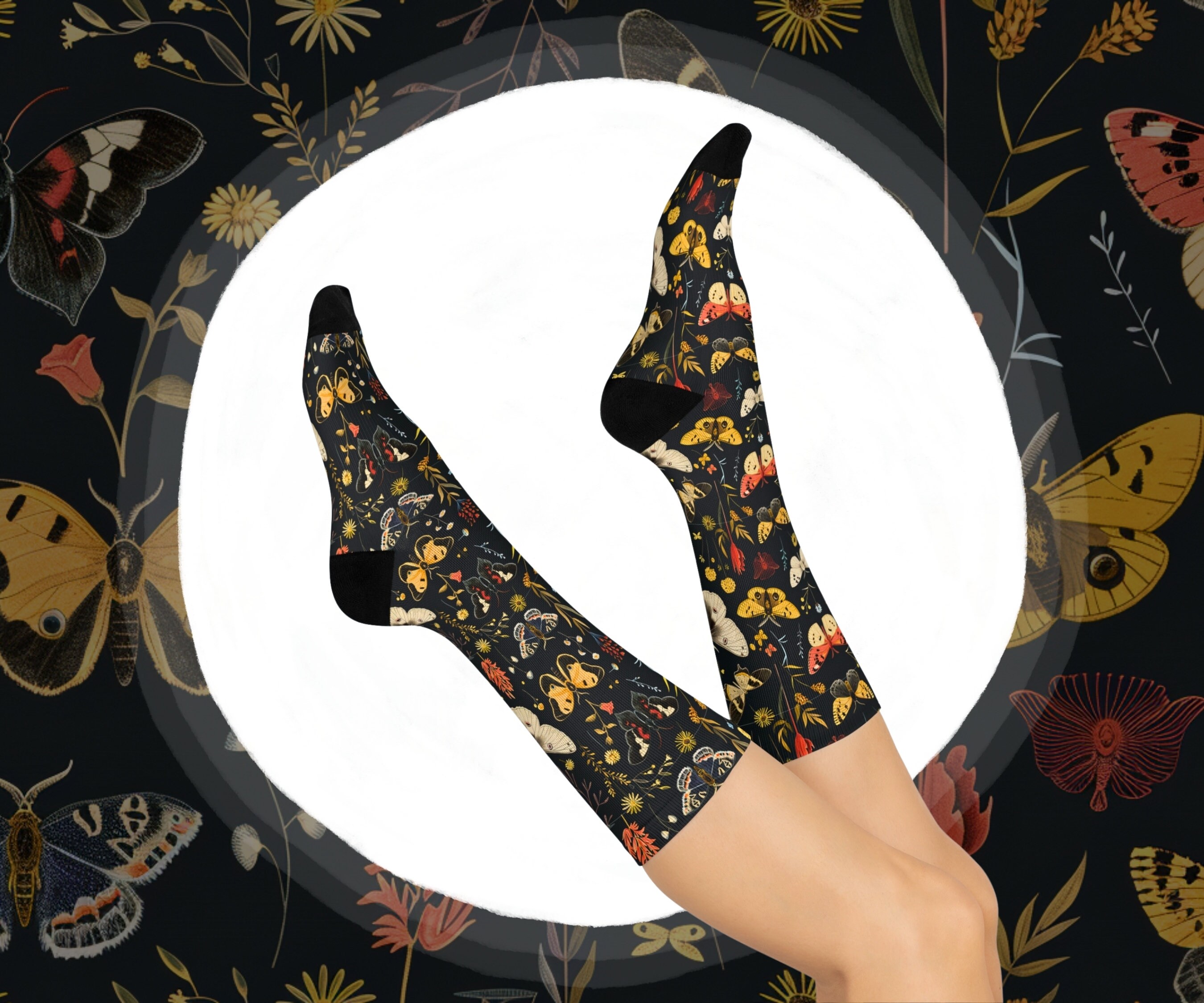 Cottagecore Moth Socks, Gothic Botanical Gift, Witchy Goblincore Gift ...