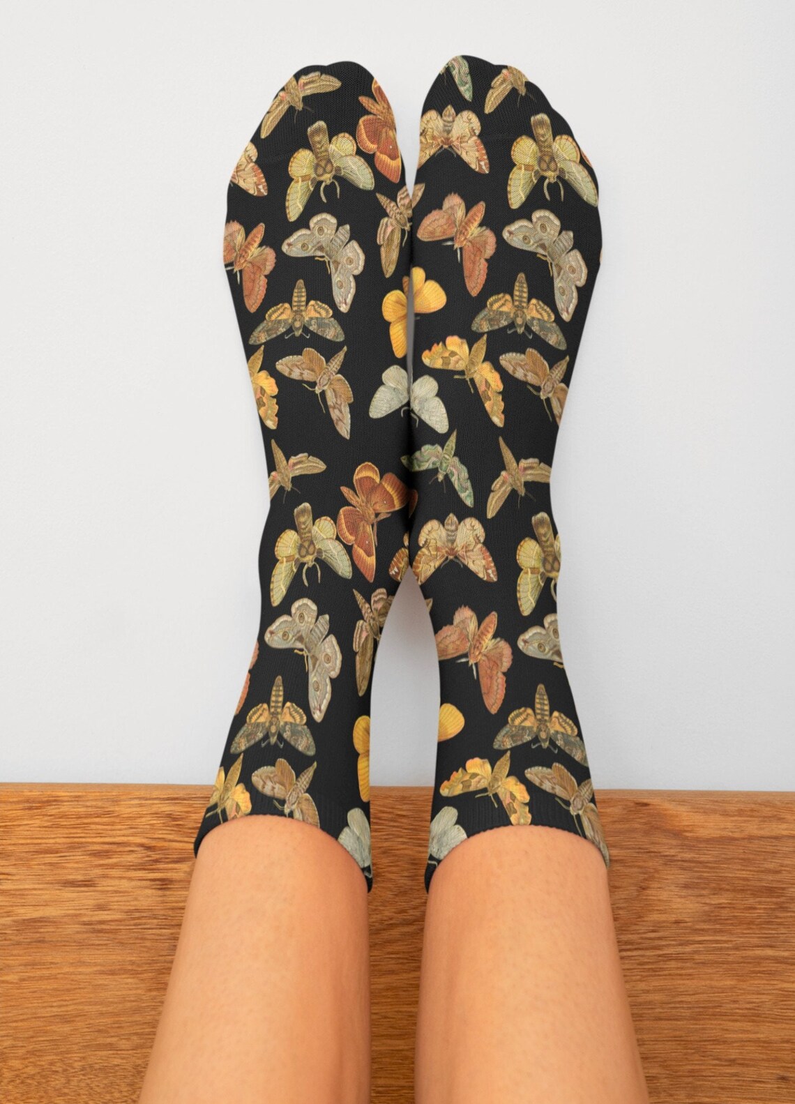 Boho Moth Socks, Moth Cottagecore Socks, Cottage Core Socks, Fun Socks ...