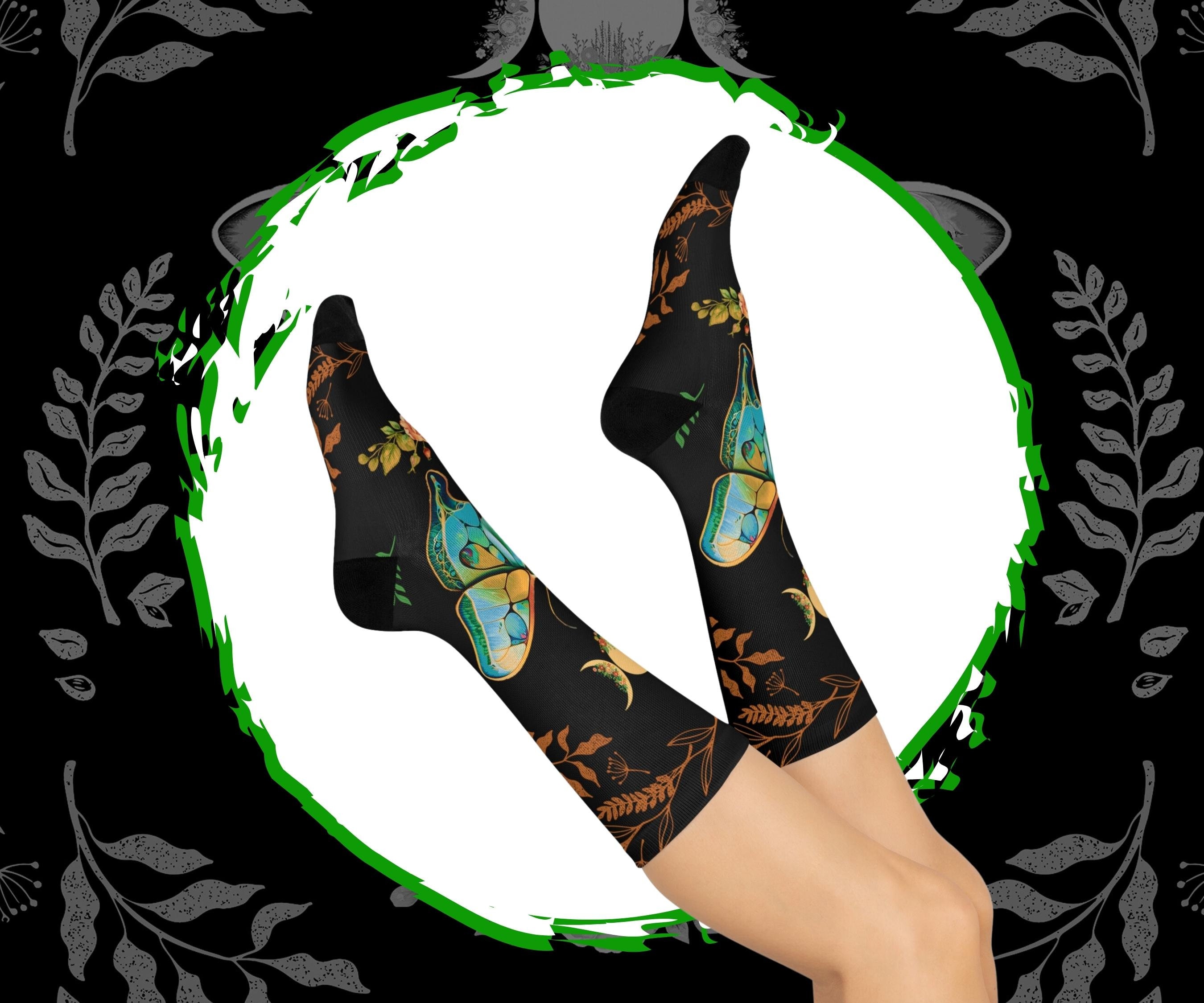 Luna Moth Socks, Moon Phases Lover Gift, Witchy Cottagecore Gift Socks ...