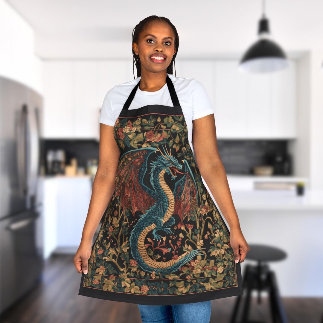 Dragon Apron, Medieval Gift for Dragon Lover, Fantasy Cooking Artist ...