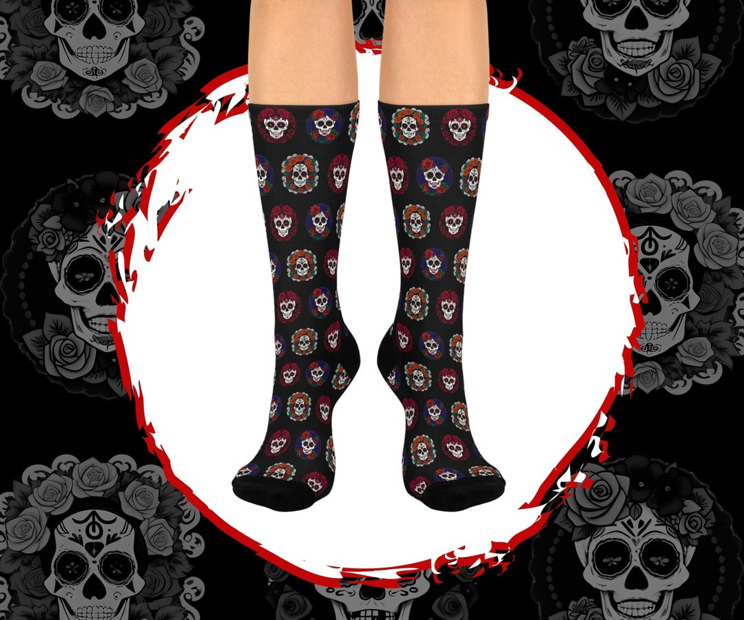 Day of the Dead Socks, Dia De Los Muertos, Witchy Halloween Gift Socks ...