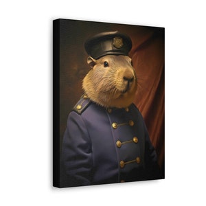 Police Officer Capybara Portrait, Victorian Animal Art, Capybara Lover ...