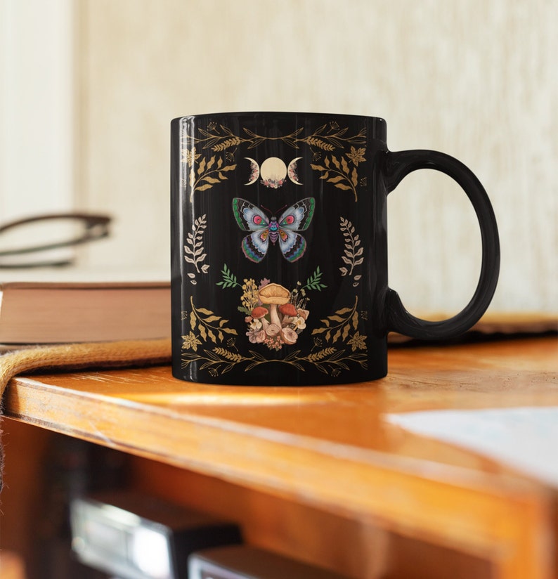 Moon Phases Cottagecore Mug, Moon Phases Moth Coffee Mug, Moth ...