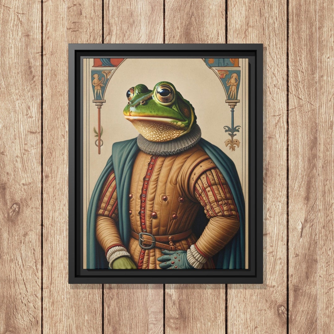 Medieval Frog Portrait, Vintage Style Framed Wall Art, Frog Lover Gifts ...