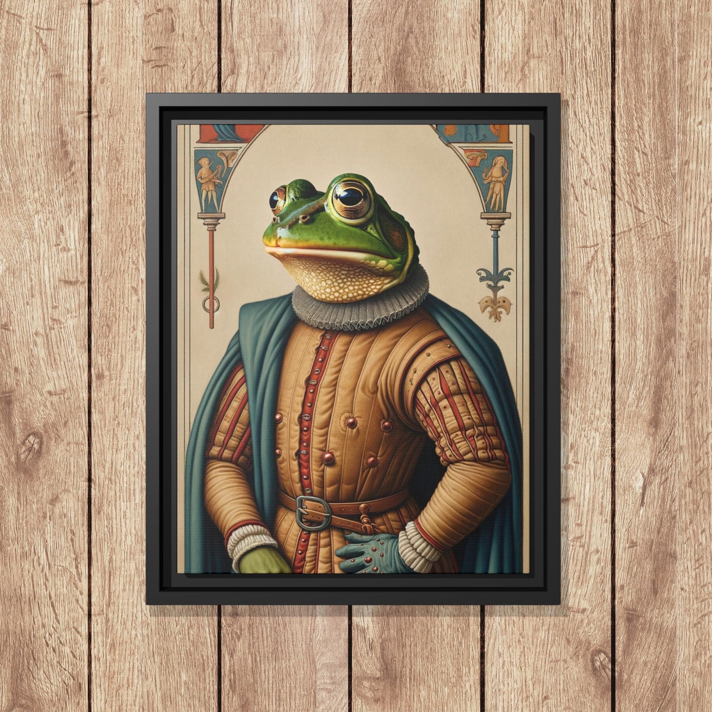 Medieval Frog Portrait, Vintage Style Framed Wall Art, Frog Lover Gifts ...
