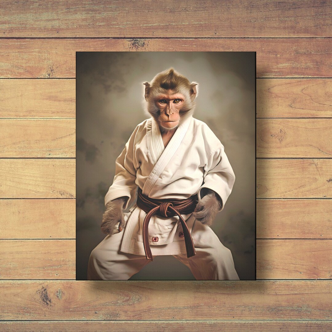 Karate Macaque Portrait, Victorian Animal Art, Monkey Lover Gifts ...