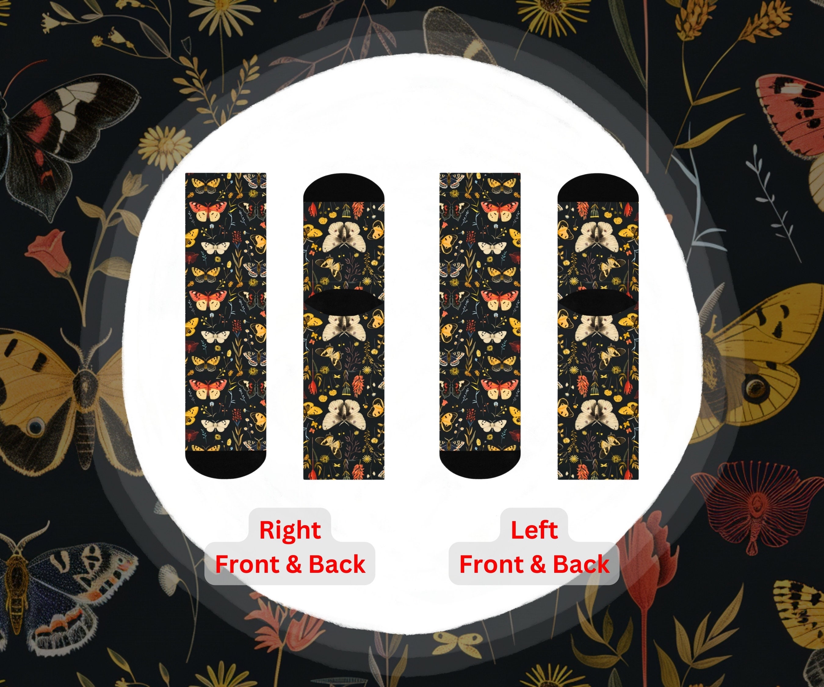 Cottagecore Moth Socks, Gothic Botanical Gift, Witchy Goblincore Gift ...