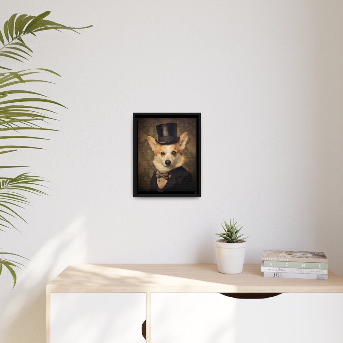 Victorian Corgi Portrait, Vintage Style Framed Art, Corgi Lover Gift ...