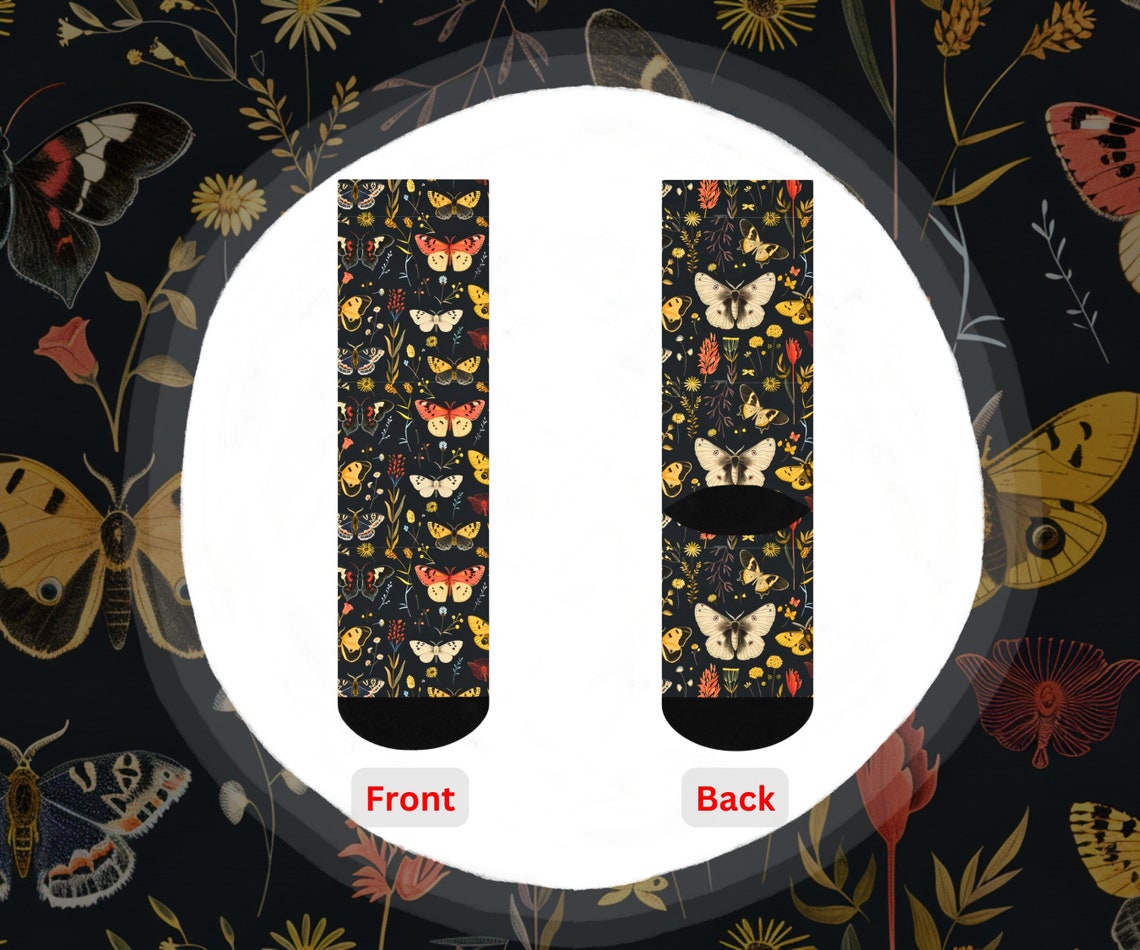 Cottagecore Moth Socks, Gothic Botanical Gift, Witchy Goblincore Gift ...