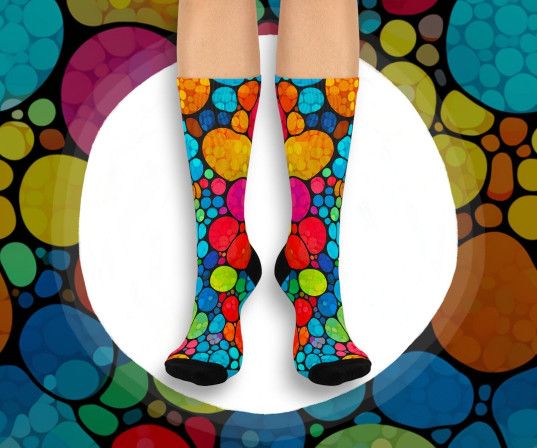 Bubble Print Socks, Polka Dot Gift, Cute Bubble Gift Socks, Casual ...