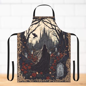 Vampire Gothic Apron - Vampiress Aesthetic Kitchen Wear With Castle ...