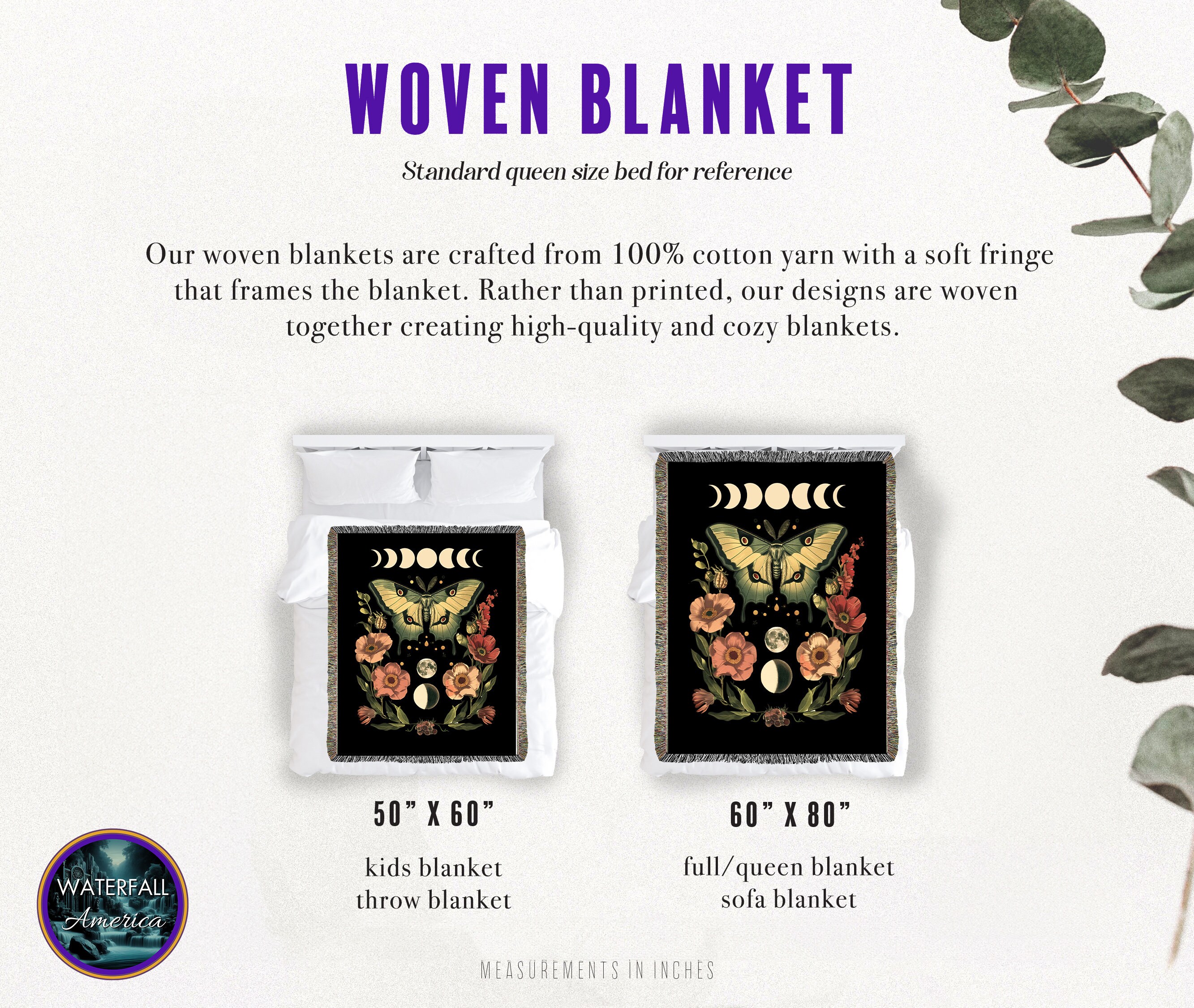 Moon Phase Goth Blanket, Cottagecore Woven Gift, Astrology Moon Phases ...