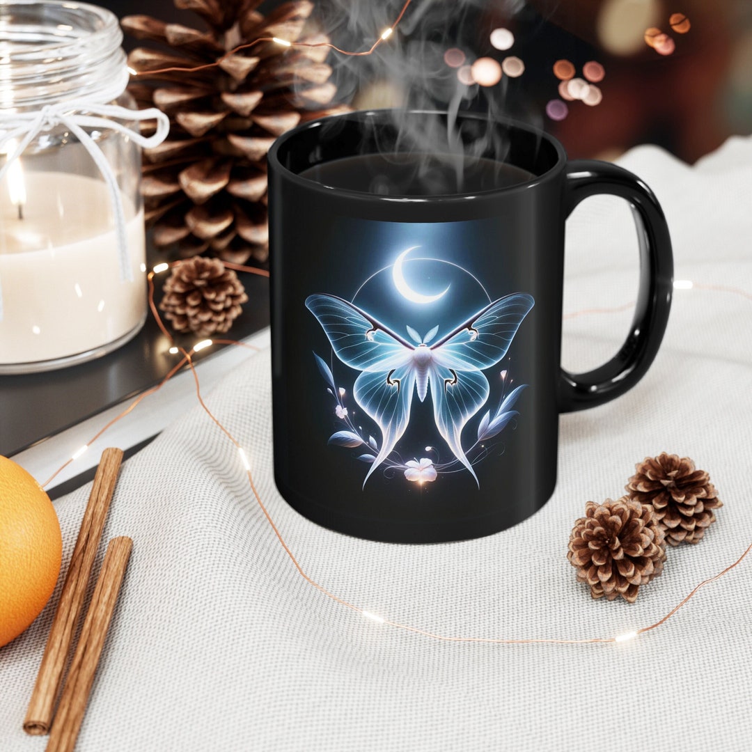 Cottagecore Luna Moth Mug, Moon Phases Moth Coffee Mug, Moth ...