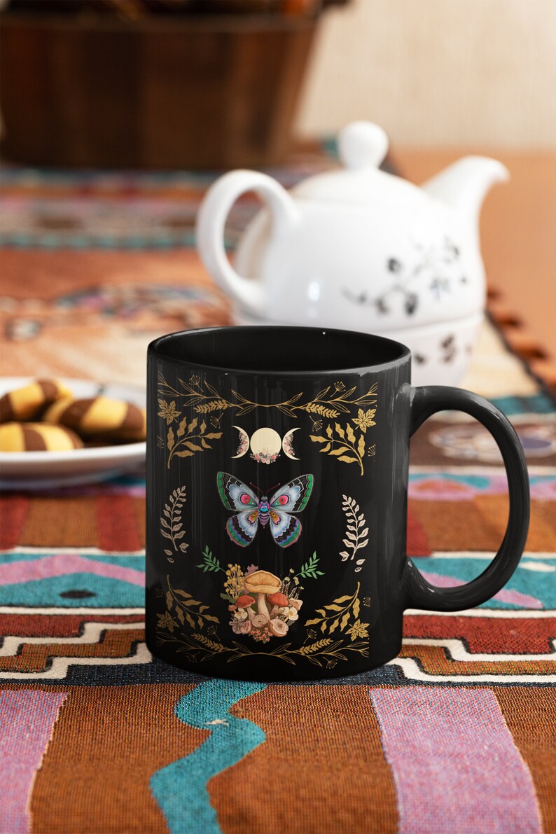 Moon Phases Cottagecore Mug, Moon Phases Moth Coffee Mug, Moth ...