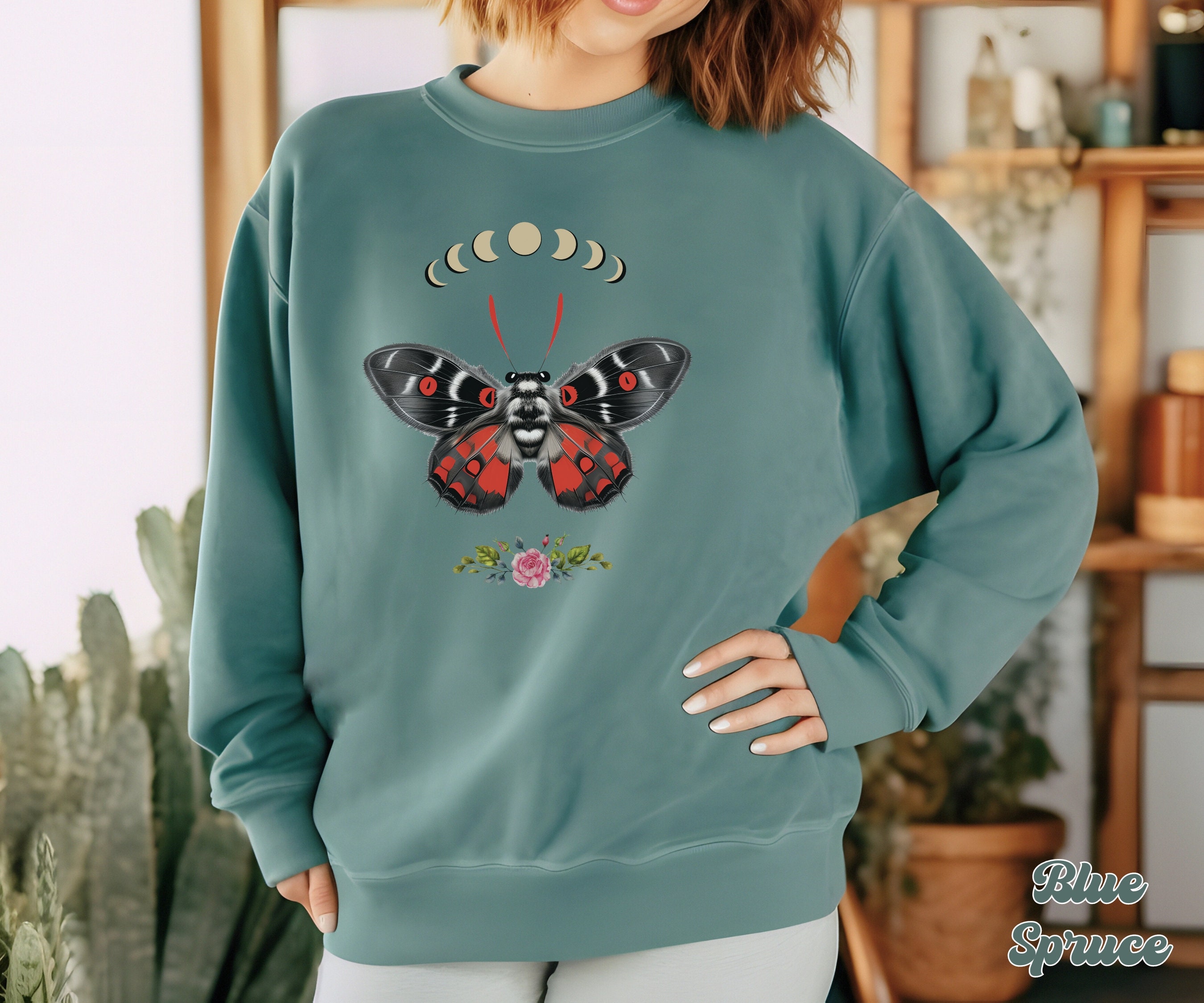 Moon Phases Goth Shirt, Moth Cottagecore Sweatshirt, Dark Academia ...