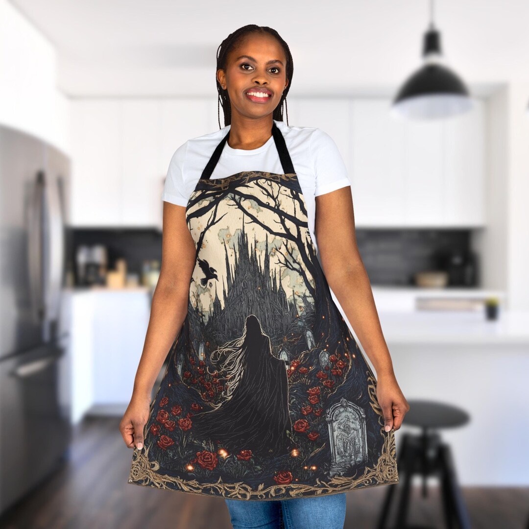 Vampire Gothic Apron - Vampiress Aesthetic Kitchen Wear With Castle ...