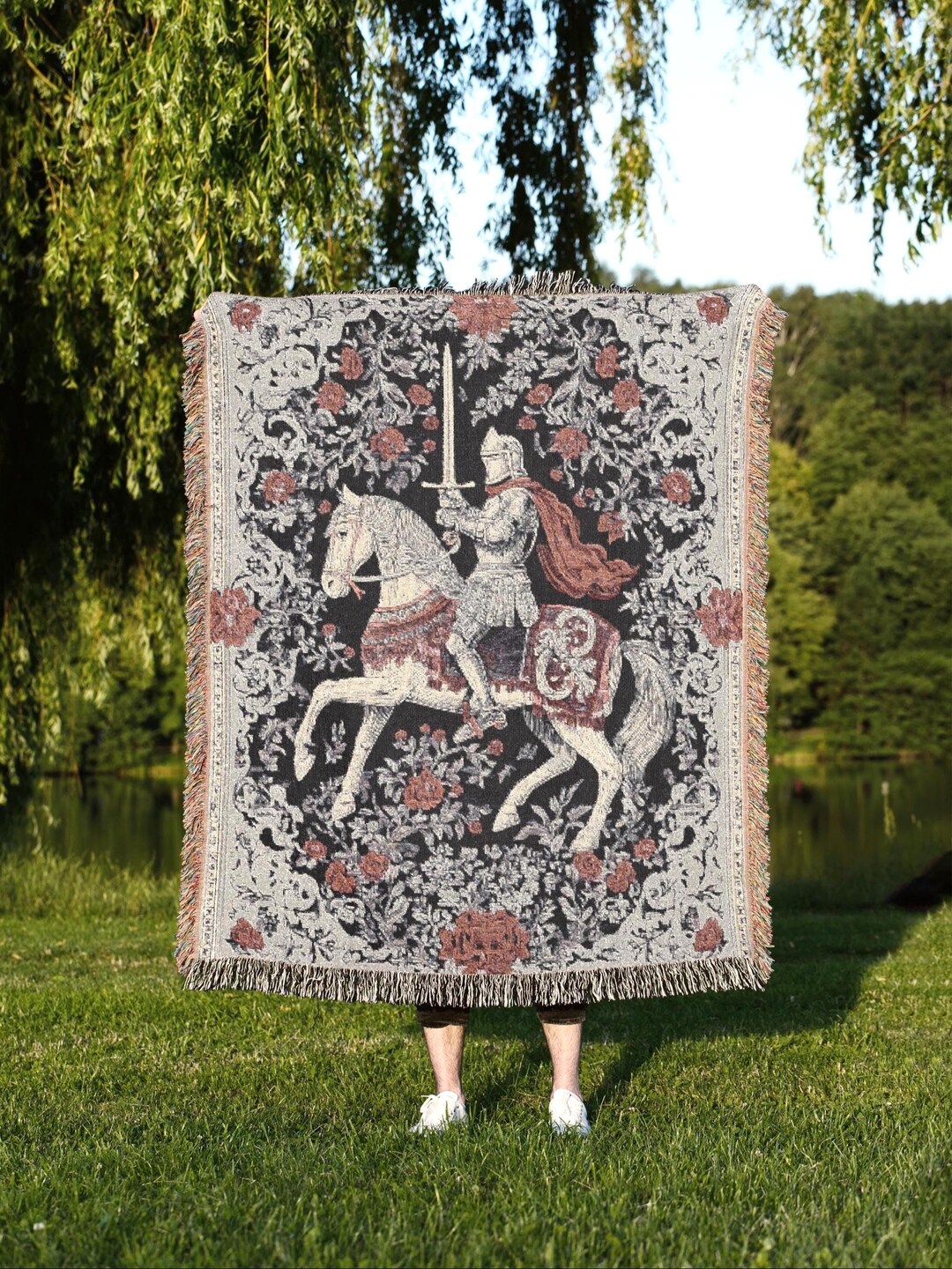 Medieval Knight Tapestry Blanket, Jacquard Woven Cotton, Made in USA - Etsy