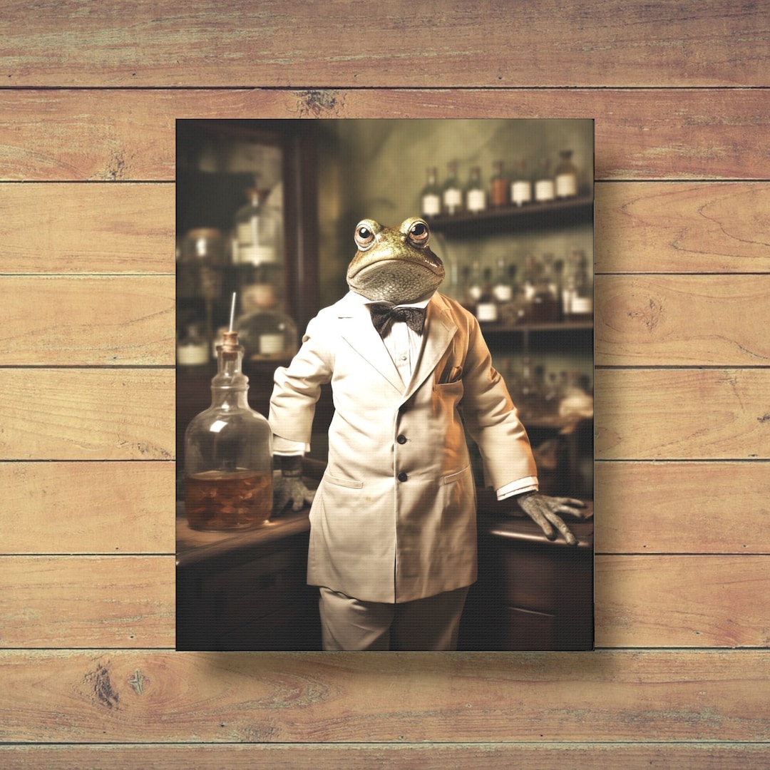 Victorian Frog Scientist Canvas Print, Whimsical Animal Portrait - Etsy
