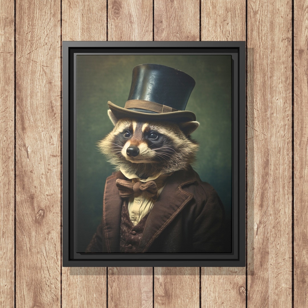Victorian Raccoon Portrait, Vintage Style Framed Art, Raccoon Lover ...