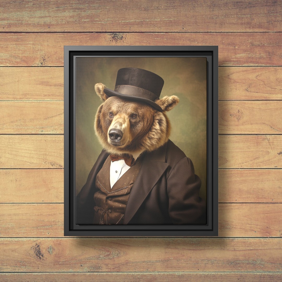 Victorian Bear Portrait, Vintage Style Framed Art, Bear Lover Gift ...