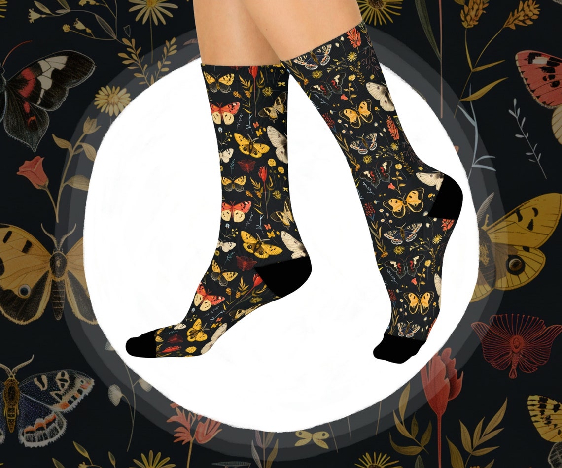 Cottagecore Moth Socks, Gothic Botanical Gift, Witchy Goblincore Gift ...