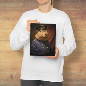 Police Officer Capybara Portrait, Victorian Animal Art, Capybara Lover ...