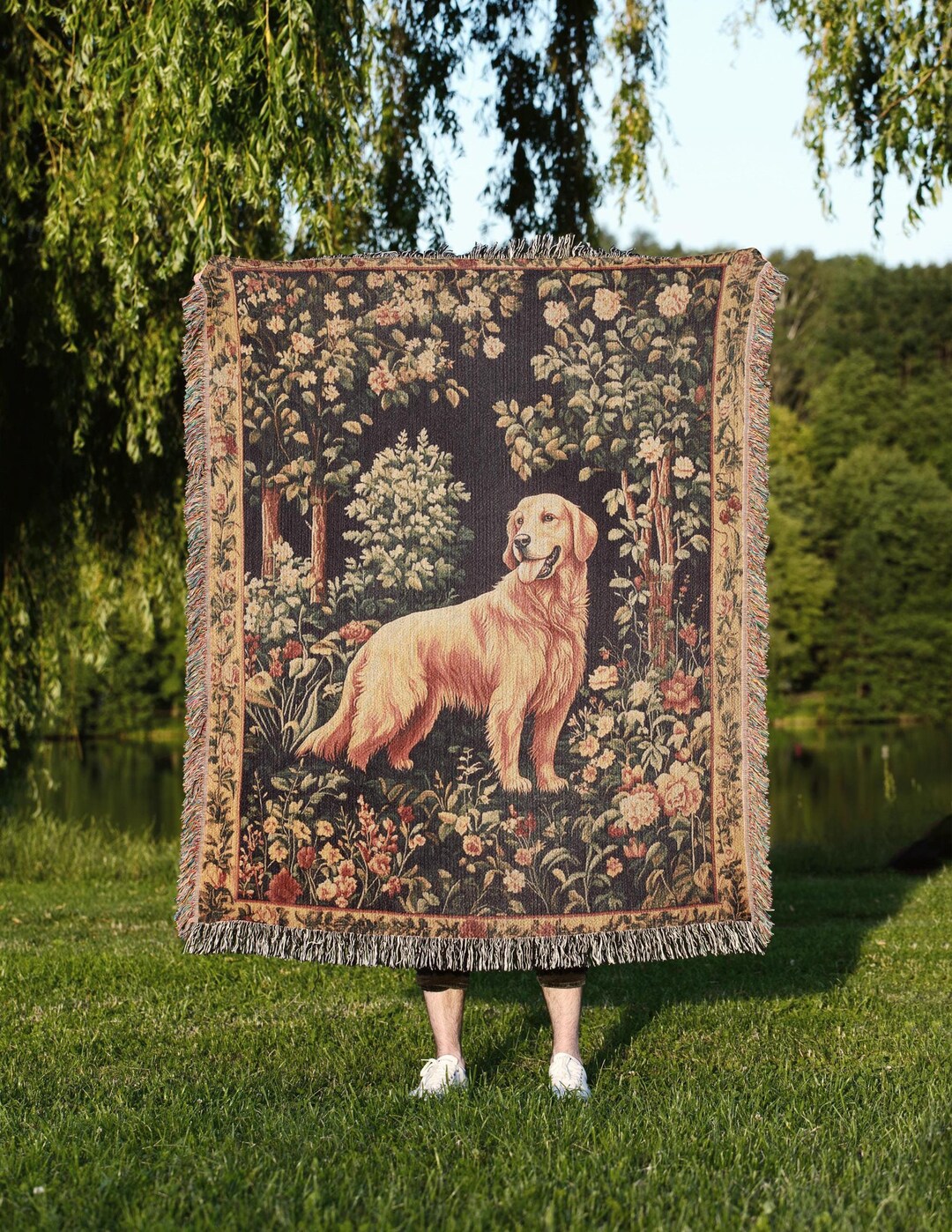 Golden Retriever Woven Blanket, Goldie Themed Kids Room Decor, Dog ...