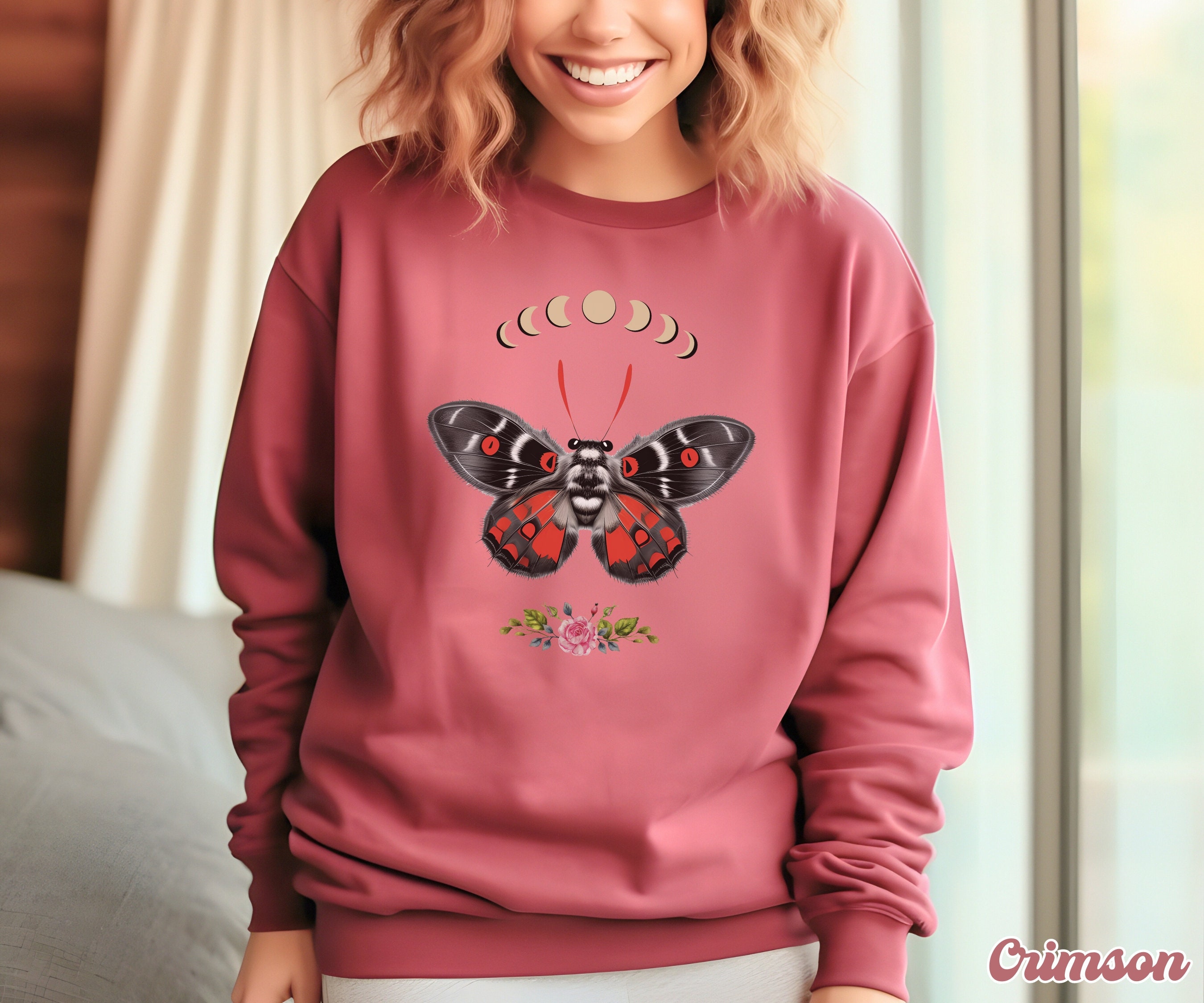 Moon Phases Goth Shirt, Moth Cottagecore Sweatshirt, Dark Academia ...
