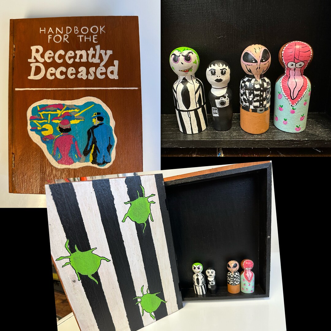 Beetlejuice Wooden Book Box With Peg Dolls - Etsy